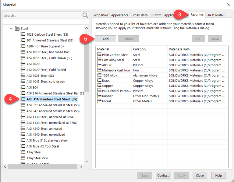 How To: Add Materials to Favourites in SOLIDWORKS - Visiativ