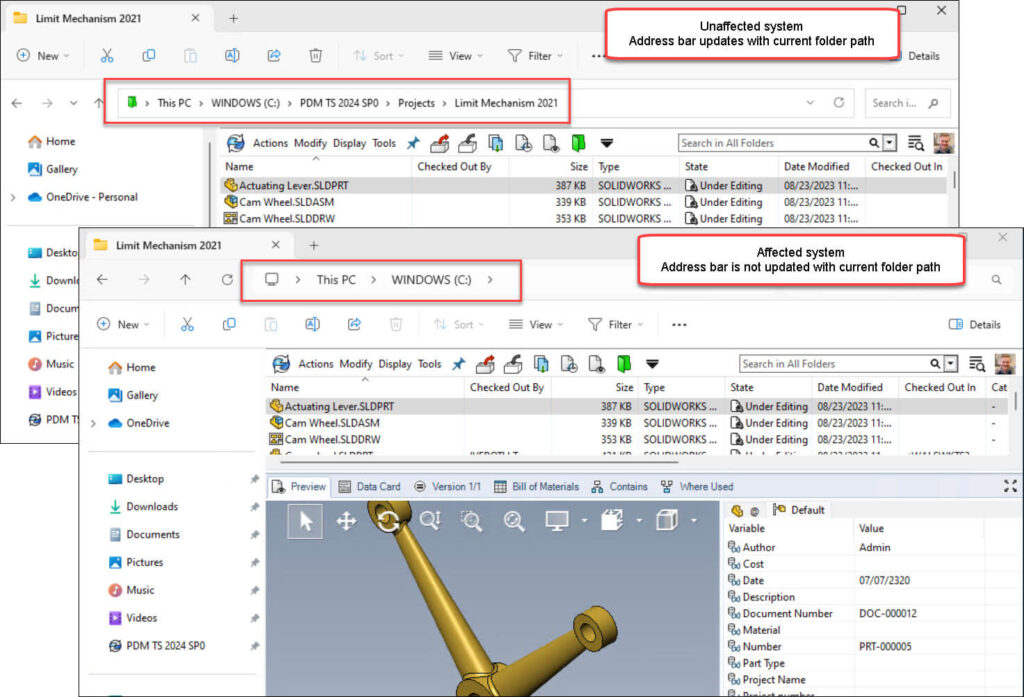 SOLIDWORKS PDM Folder Path in Windows Explorer - Fix - Visiativ